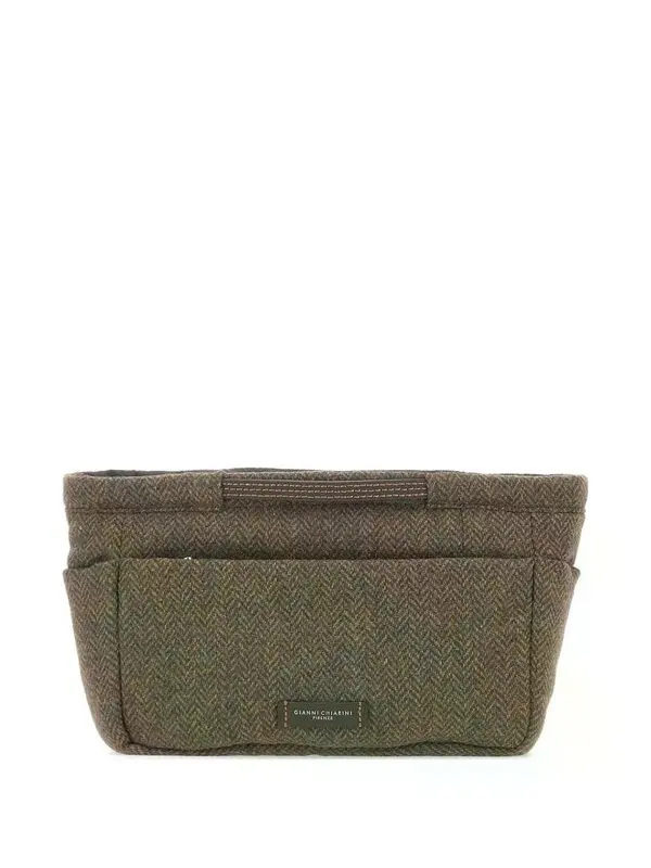 GIANNI CHIARINI Herringbone Wool Clutch Bag