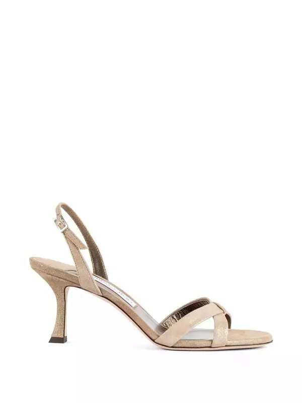 JIMMY CHOO Elsy Shimmer-suede Slingback Sandals - Neutrals