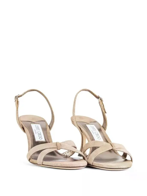 JIMMY CHOO Elsy Shimmer-suede Slingback Sandals - Neutrals