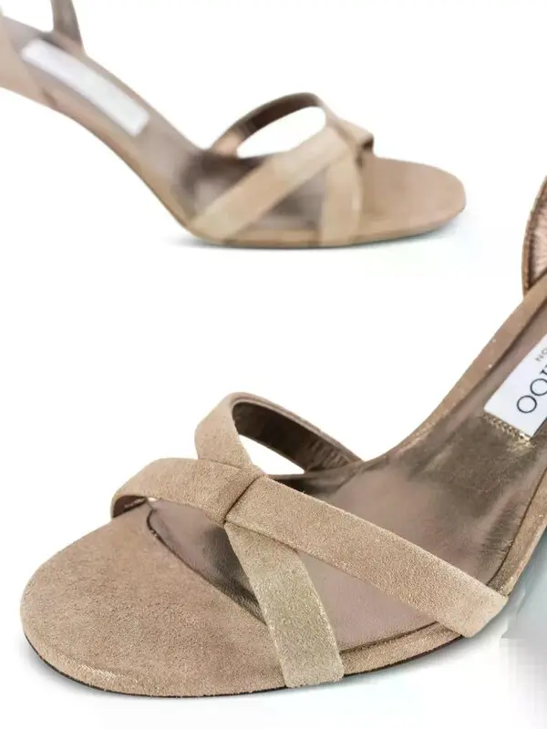 JIMMY CHOO Elsy Shimmer-suede Slingback Sandals - Neutrals