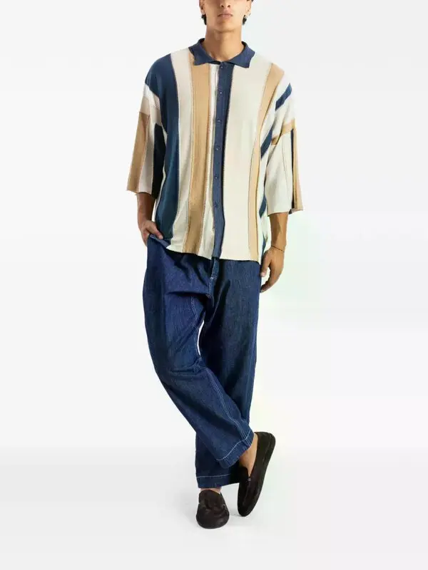 CASEY CASEY Patchwork Striped Shirt