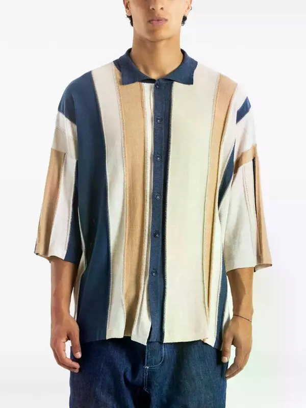CASEY CASEY Patchwork Striped Shirt