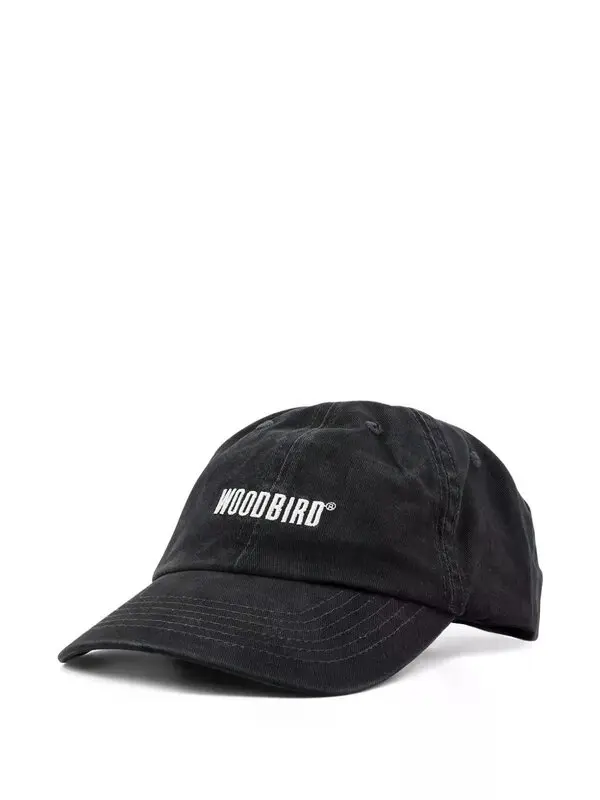 WOODBIRD Logo Embroidered Cotton Cap - Black