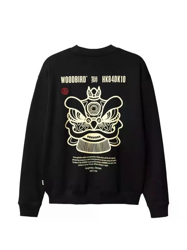 WOODBIRD Cane Lion Logo-print Cotton Sweater