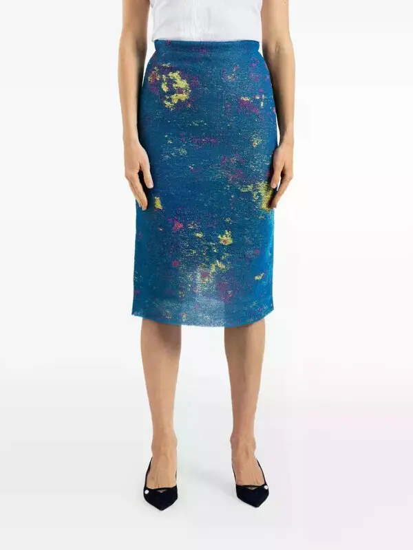 BIELO Translucent Jacquard Midi Skirt
