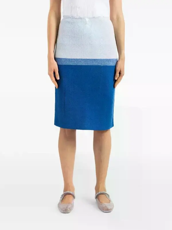 BIELO Colour-block Textured-knit Skirt