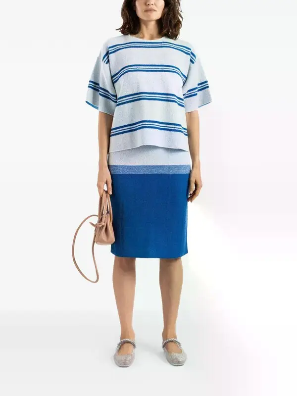 BIELO Colour-block Textured-knit Skirt