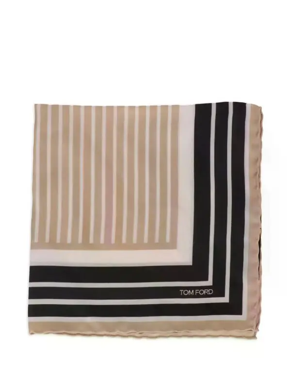 TOM FORD Striped Pocket Square - Neutrals