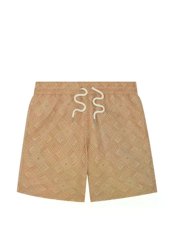 Frescobol Carioca Santos Angra Madeira-print Swim Shorts - Neutrals