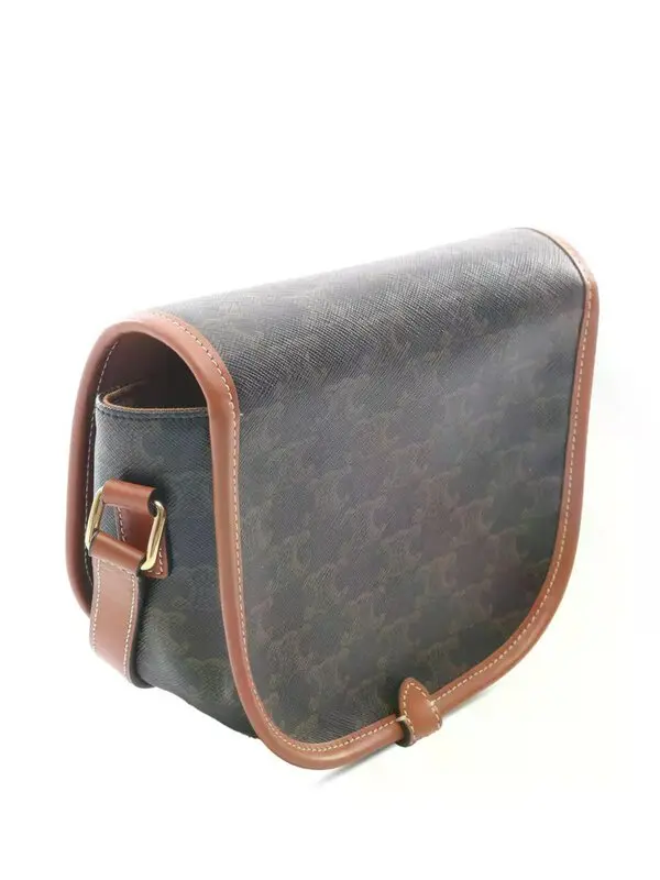 Celine Medium Triomphe Coated Canvas Folco Crossbody Bag - Brown