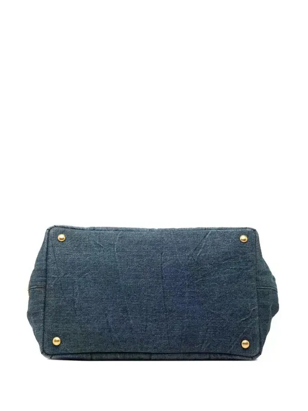 Prada Large Denim Canapa Logo Satchel
