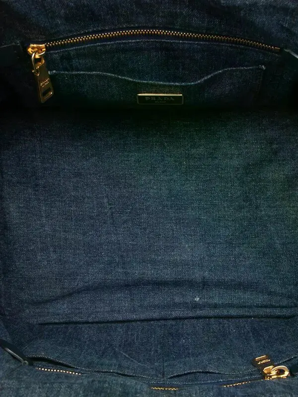 Prada Large Denim Canapa Logo Satchel