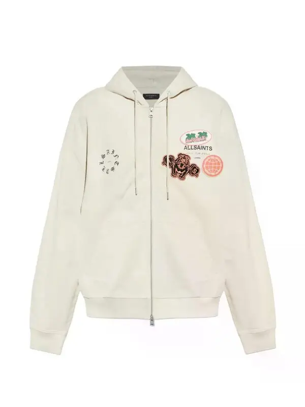 ALLSAINTS Patch Embellished Zip-up Hoodie