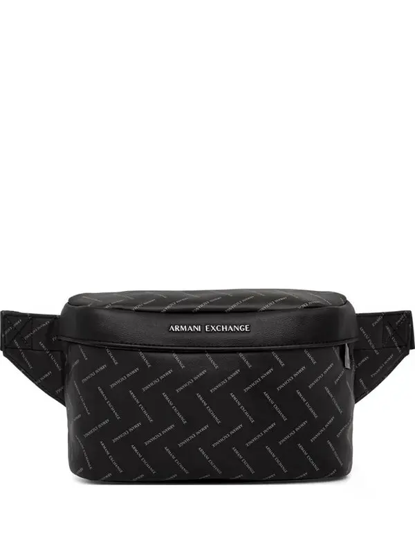 Armani Exchange All-over Logo Belt Bag - Black
