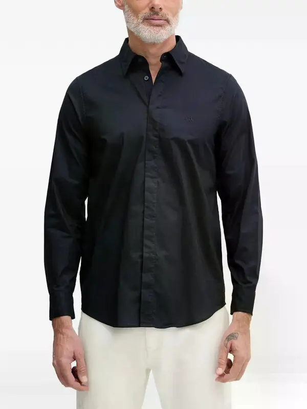 Armani Exchange Logo-embroidered Long-sleeved Shirt