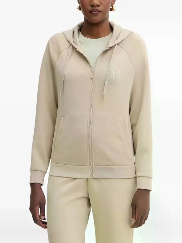 Armani Exchange Rhinestone Logo Zip-up Hoodie