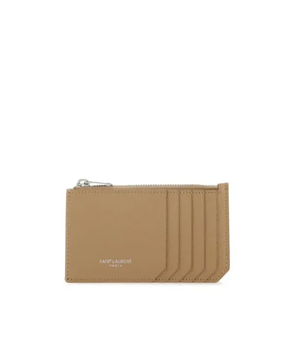 Saint Laurent Fragment Zip Card Case - Brown