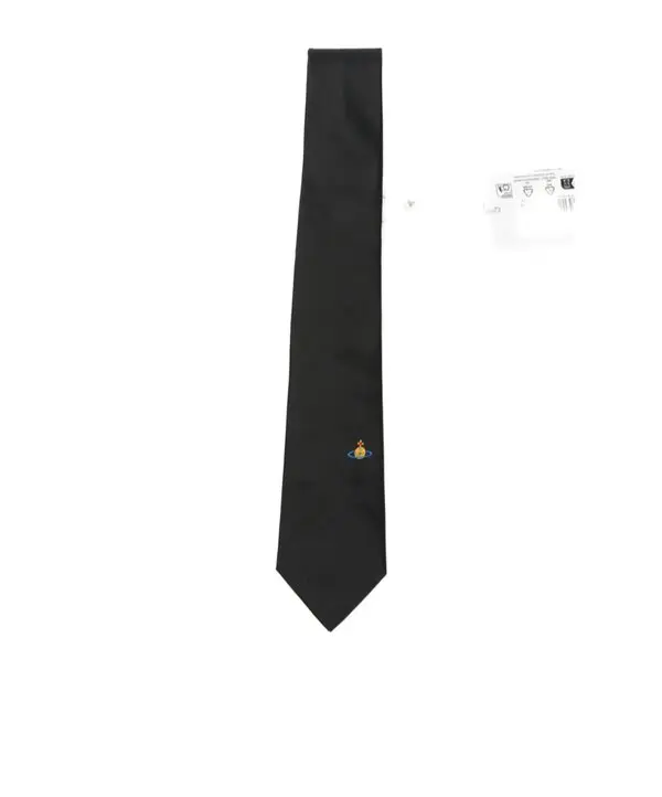 VIVIENNE WESTWOOD Orb Embroidered Neck Tie - Black