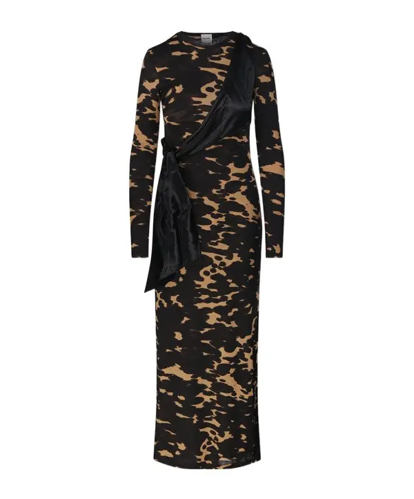 Nanushka Yura Abstract Print Satin Maxi Dress