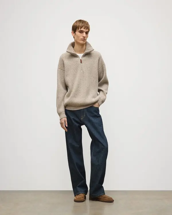Johnstons Of Elgin Kinnaird Half Zip Donegal Cashmere Jumper