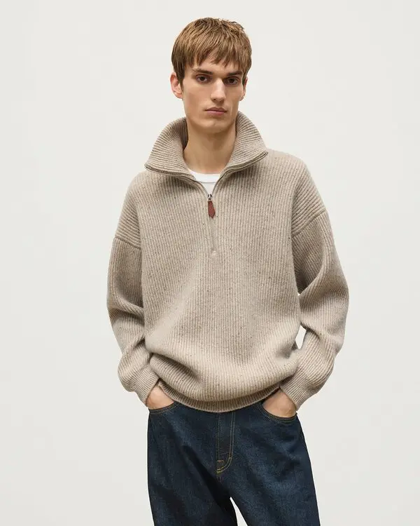 Johnstons Of Elgin Kinnaird Half Zip Donegal Cashmere Jumper
