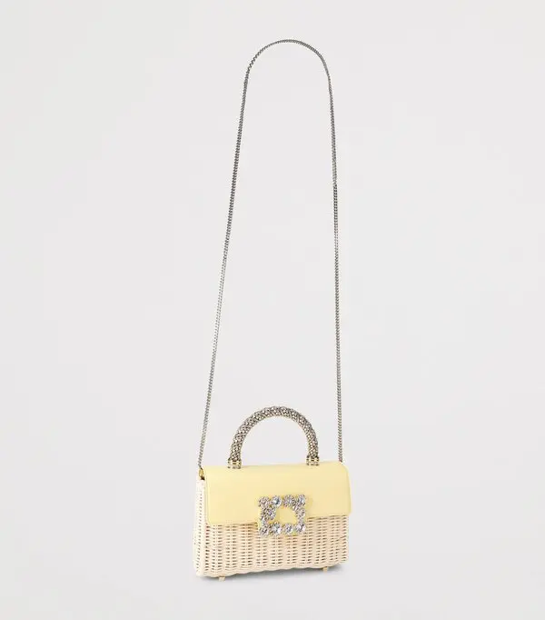 ROGER VIVIER Mini Rattan Top-handle Bag With Crystal Embellishment