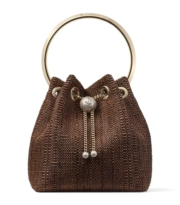 JIMMY CHOO Bon Bon Woven Top Handle Bag