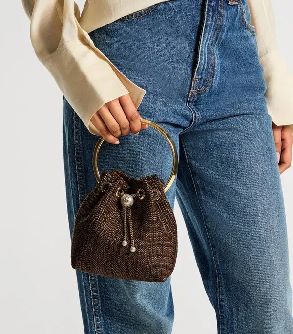 JIMMY CHOO Bon Bon Woven Top Handle Bag