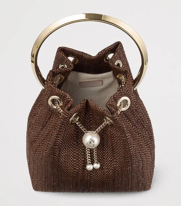 JIMMY CHOO Bon Bon Woven Top Handle Bag