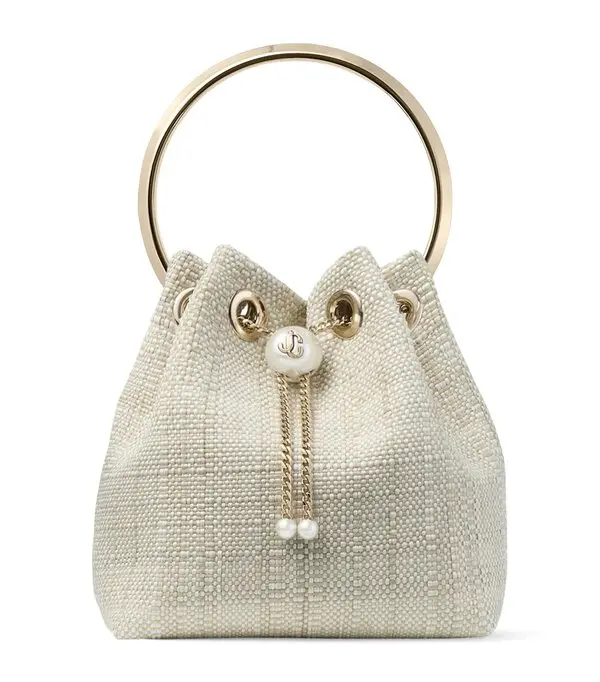 JIMMY CHOO Bon Bon Woven Top Handle Bag
