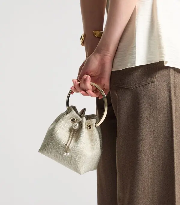 JIMMY CHOO Bon Bon Woven Top Handle Bag