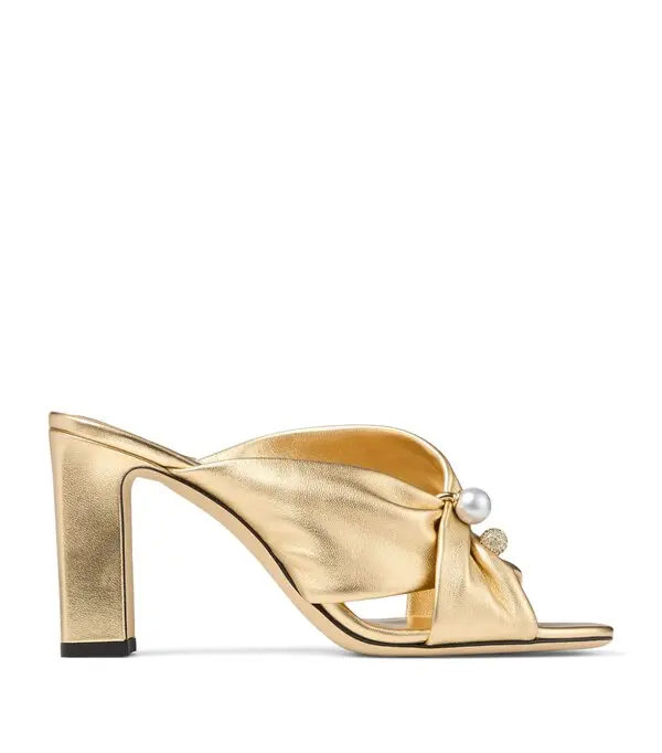 JIMMY CHOO Rafi 85 Metallic Leather Heeled Sandals