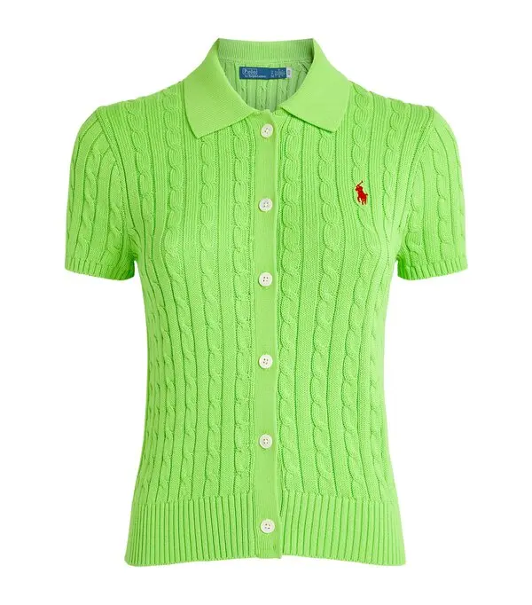 Polo Ralph Lauren Cable Knit Collared Cardigan - Green