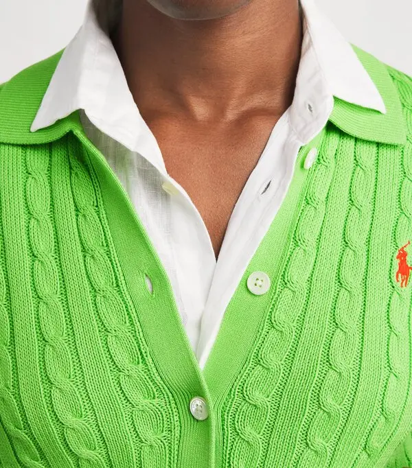 Polo Ralph Lauren Cable Knit Collared Cardigan - Green
