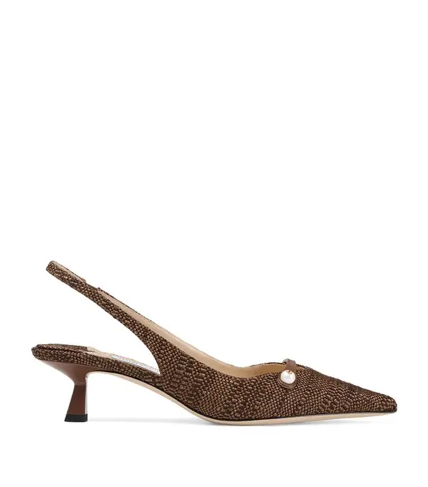 JIMMY CHOO Amita 45 Woven Slingback Pumps
