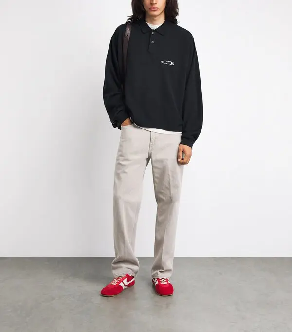 COLE BUXTON Cotton Distressed Surf Polo Shirt - Black