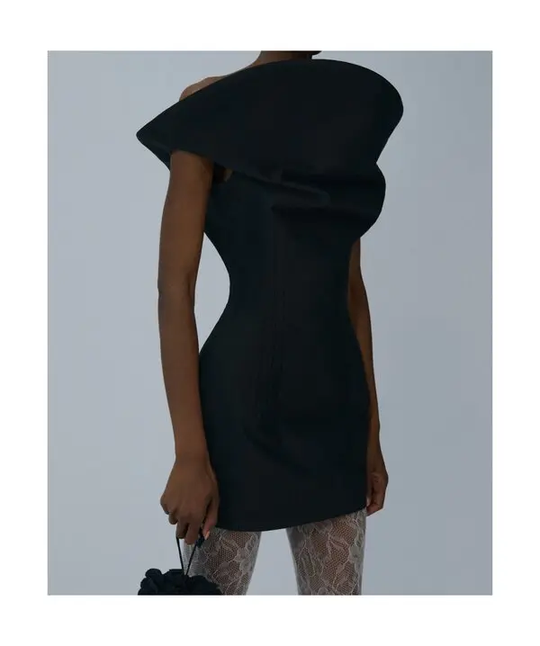 Magda Butrym Sculpted Cotton Mini Dress - Black