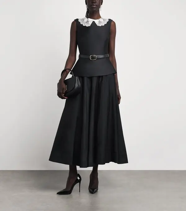SELF-PORTRAIT Lace Trim Midi Dress
