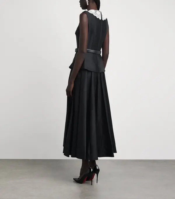 SELF-PORTRAIT Lace Trim Midi Dress