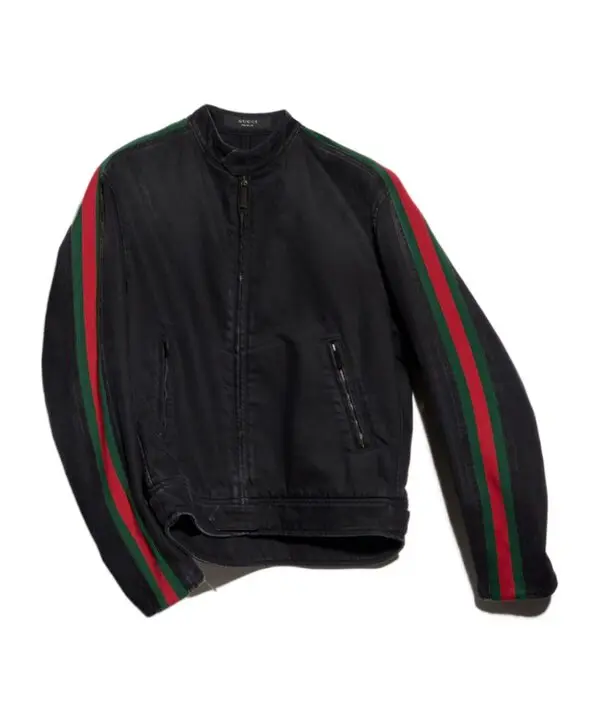 Gucci Denim Biker Jacket With Web Detail