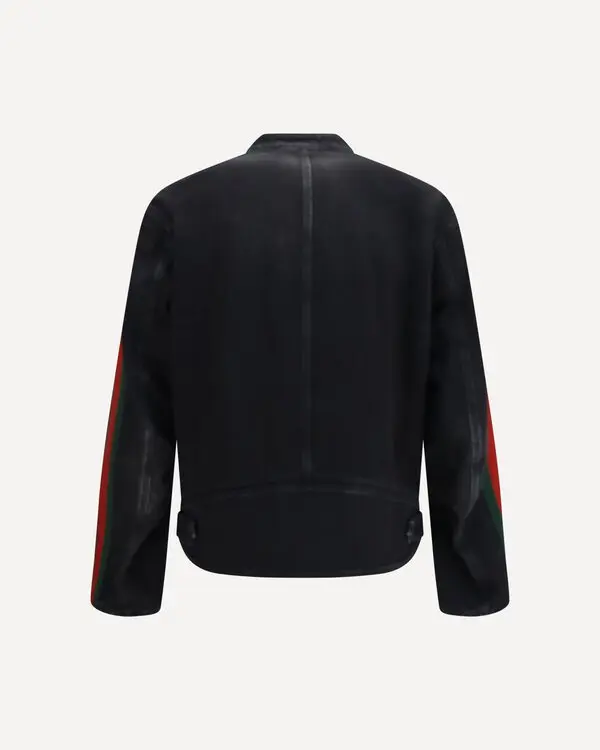 Gucci Denim Biker Jacket With Web Detail