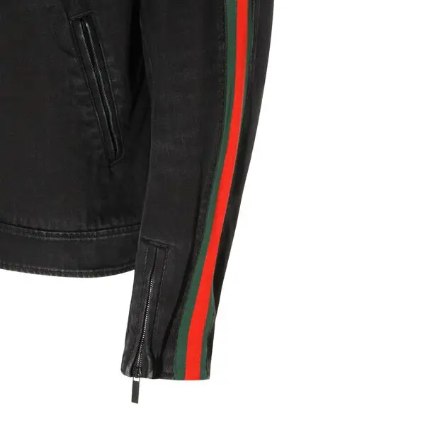 Gucci Denim Biker Jacket With Web Detail
