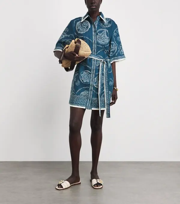 ALEMAIS Printed Linen Mini Dress