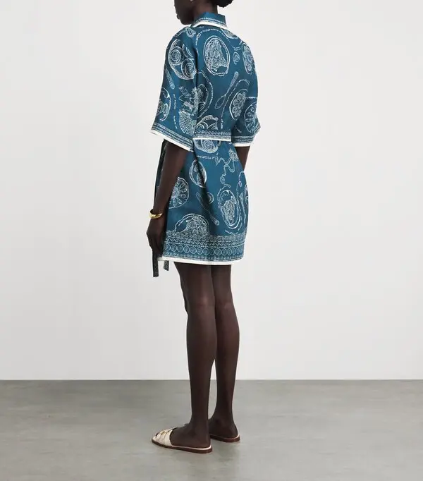 ALEMAIS Printed Linen Mini Dress