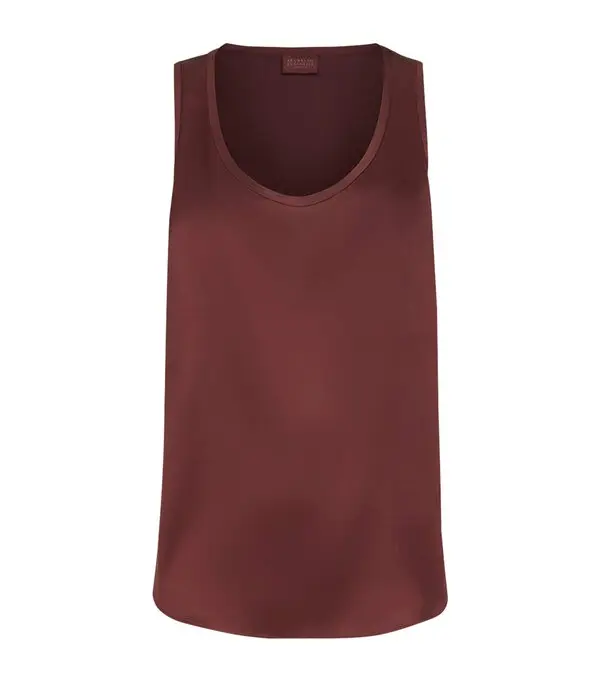 Brunello Cucinelli Sequined Stretch-cotton Tank Top - Red