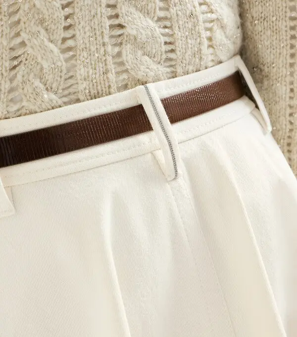 Brunello Cucinelli Cotton And Wool Blend Midi Skirt - White