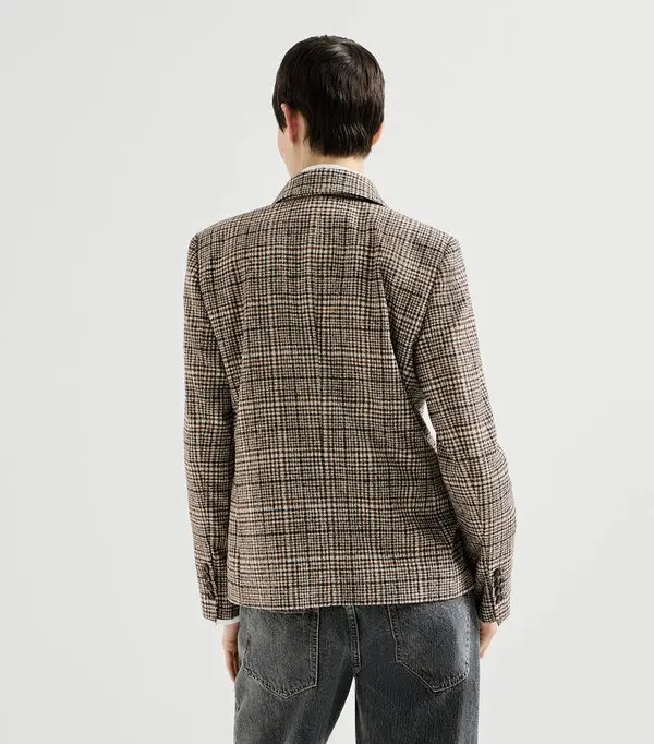 Brunello Cucinelli Alpaca-blend Checked Double-breasted Blazer - Beige