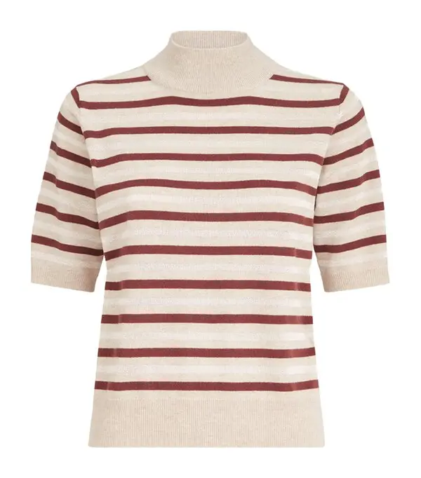 Brunello Cucinelli Striped Wool-cashmere-silk Knit Top