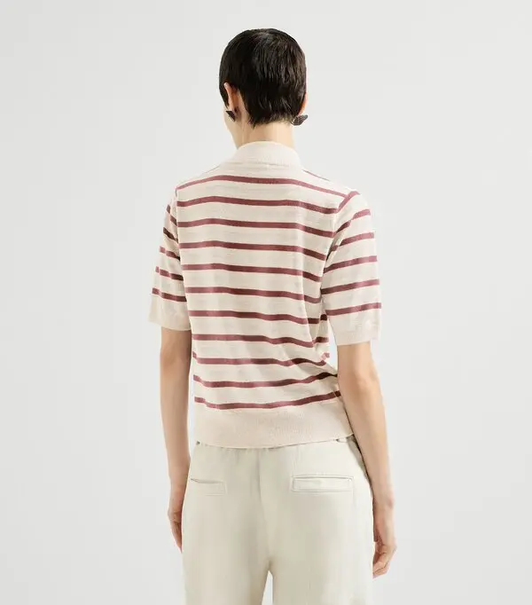 Brunello Cucinelli Striped Wool-cashmere-silk Knit Top