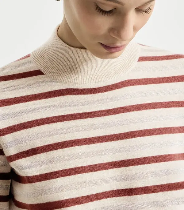 Brunello Cucinelli Striped Wool-cashmere-silk Knit Top